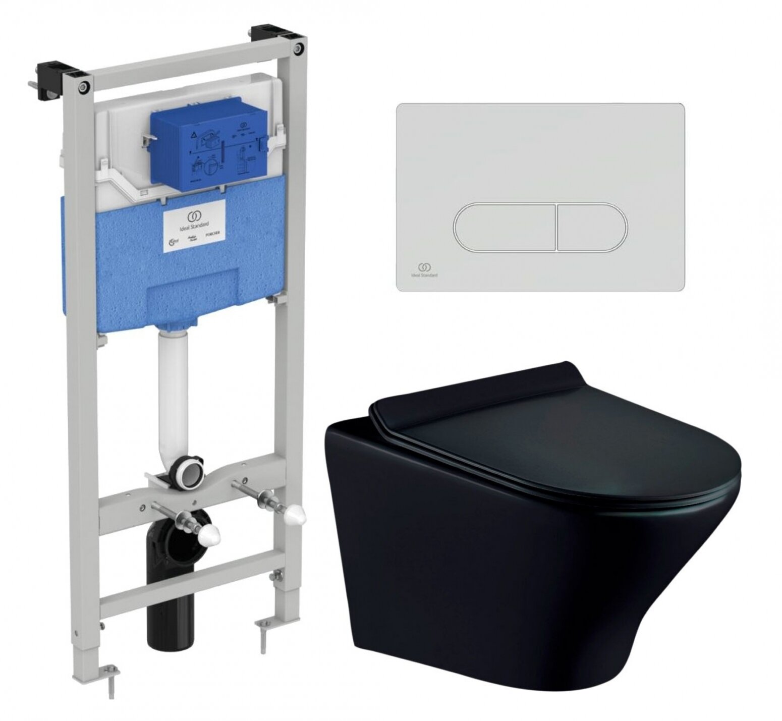 Комплект 3 в 1 инсталляция Ideal Standard + Унитаз подвесной Esbano Aster ESUPASTEBM + кнопка хром