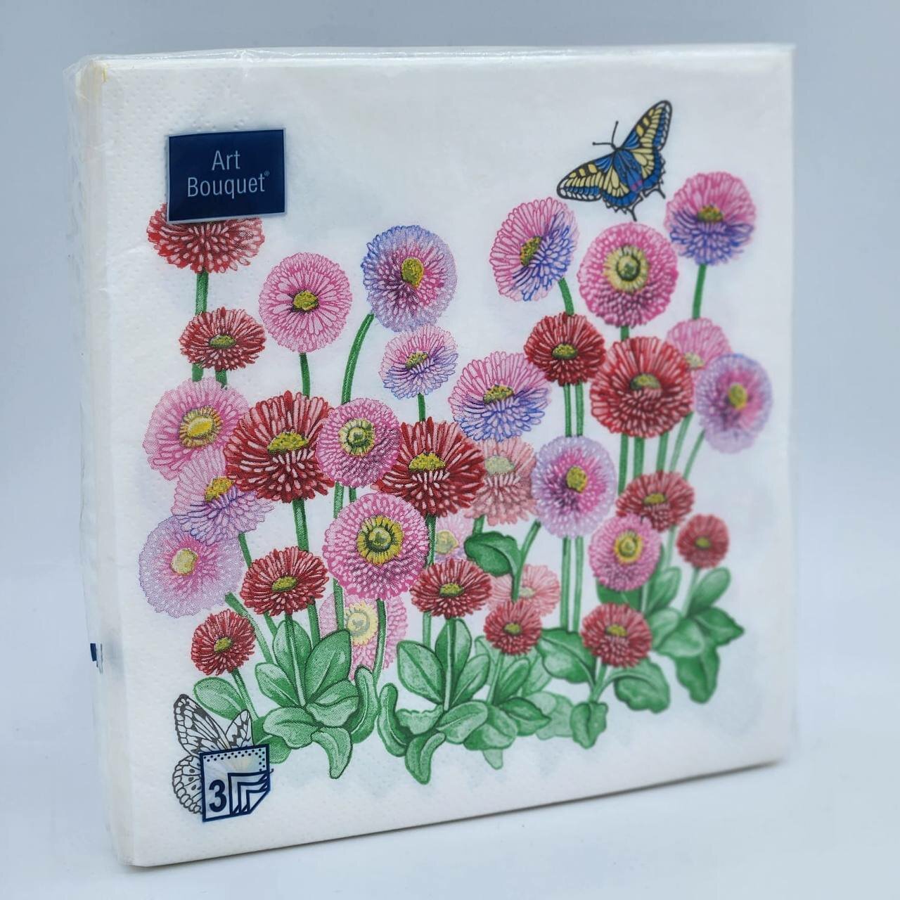 Салфетки Art Bouquet "Маргаритки", трехслойные, квадратные, с рисунком