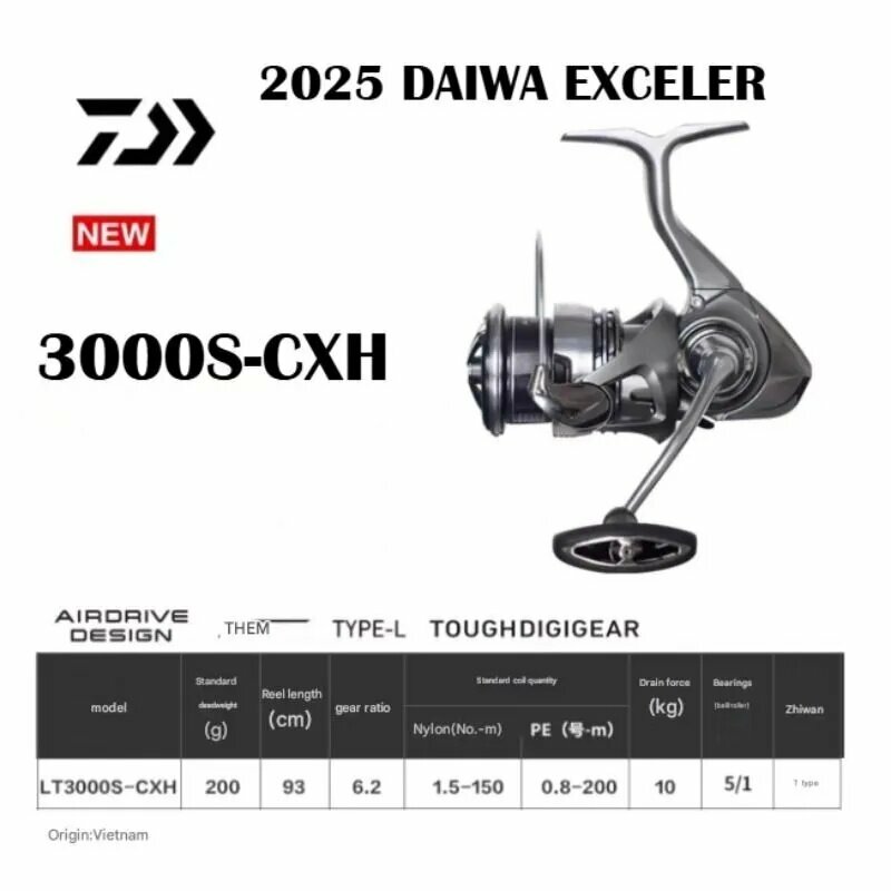 2025 DAIWA EXCELER LT Катушка для дальней рыбалки, цельнометаллическая, рыболовные снасти