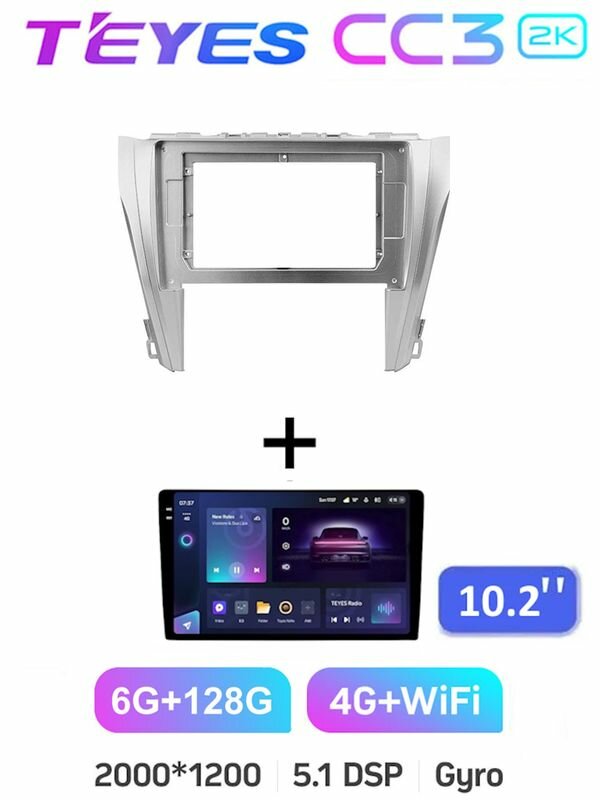 Магнитола Teyes CC3 2K 6/128 Gb 10" для Toyota Camry 7 50 55 2014-2017 (A) 2 din