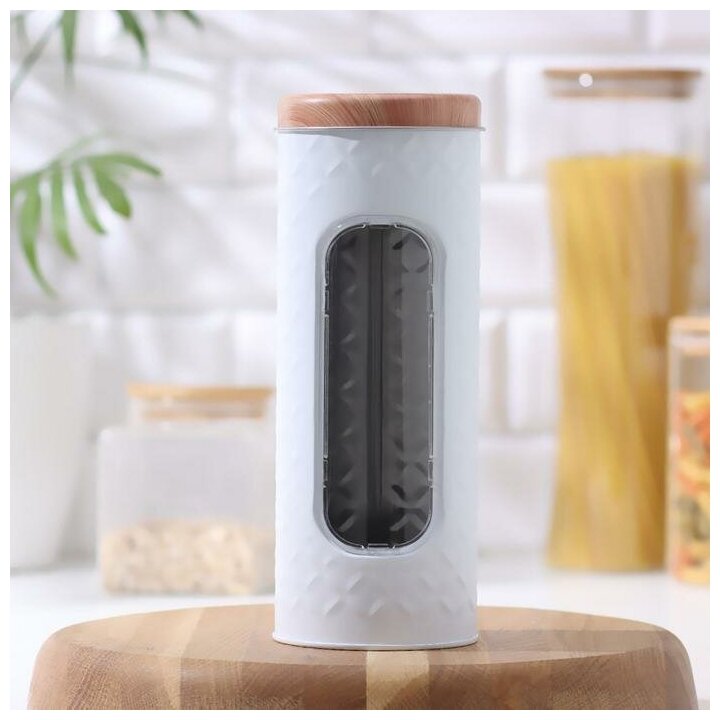 Банка для сыпучих продуктов Сканди, 23х8,5 см, с окошком, цвет белый (2 шт)