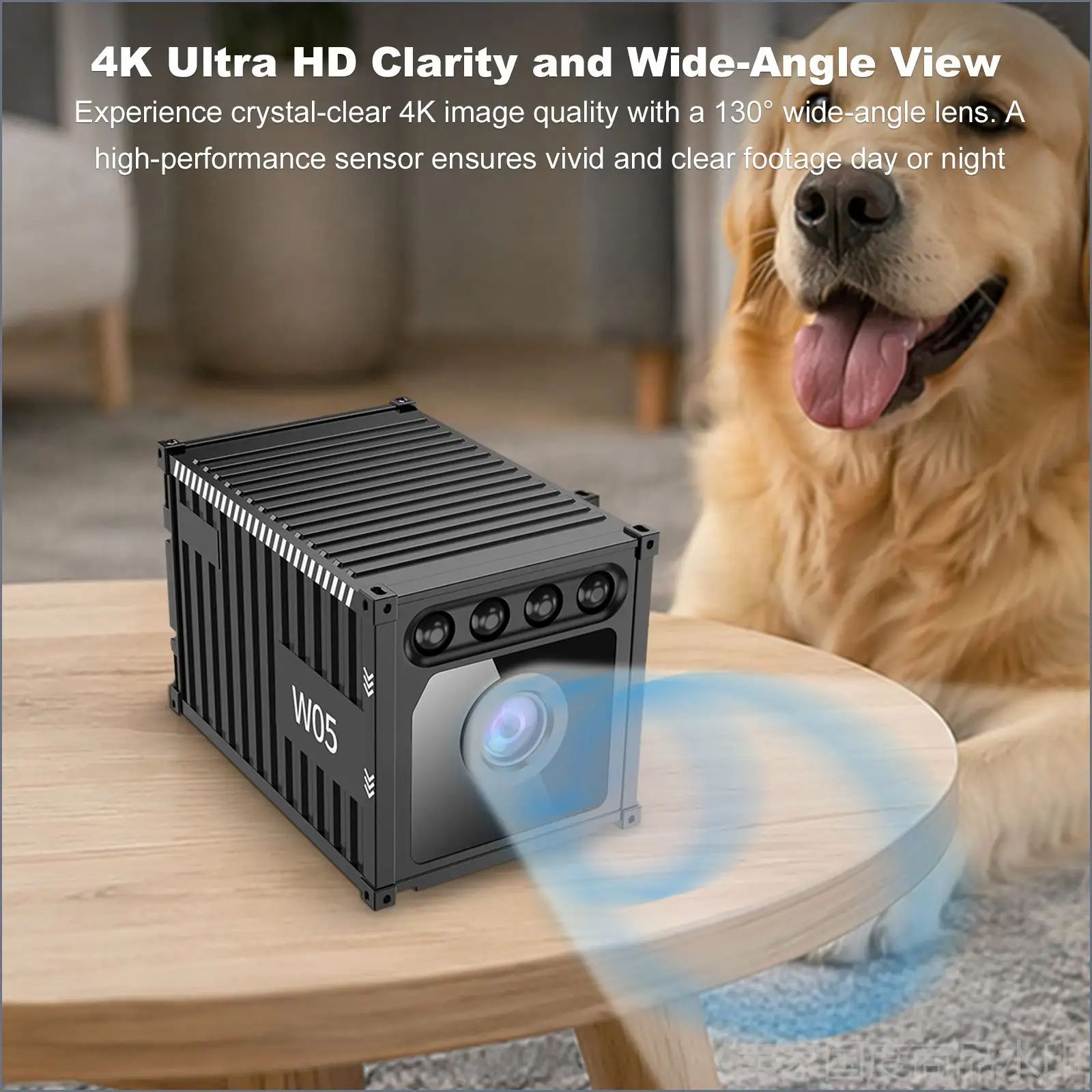 Беспроводная IP-камера 4K Wi-Fi, угол обзора 130 , ночное видение