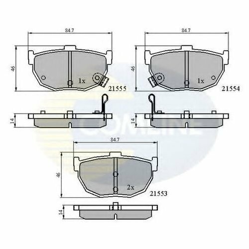Комплект задних тормозных колодок Comline CBP3805 для Hyundai Coupe (1996-2012), Hyundai Elantra (2000-2006), Hyundai Lantra (1990-2000)