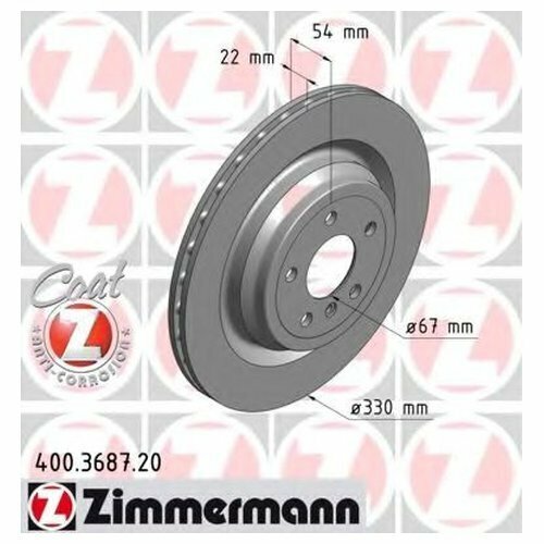 Тормозной диск задний Zimmermann 400368720 для Mercedes GLE W166, GLE Coupe C292, M-CLASS W166