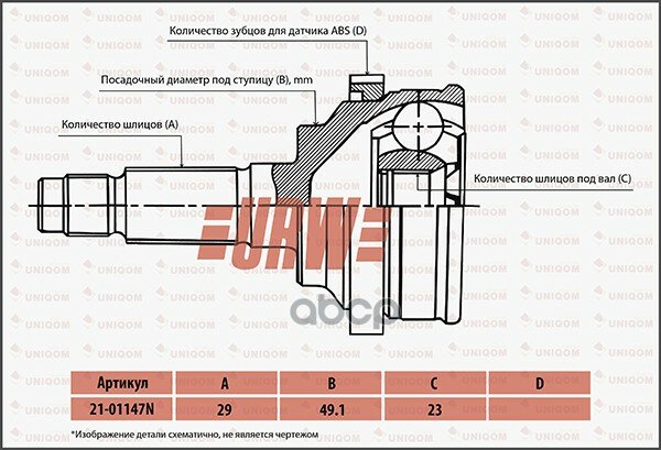 Шрус привода URW URW арт. 2101147N
