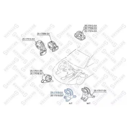 Подушка двигателя левая MITSUBISHI GALANT EA 1996-2003, 2517510SX STELLOX 25-17510-SX