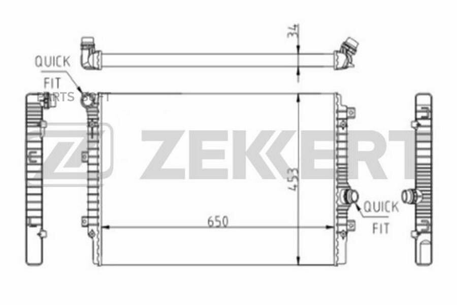 ZEKKERT MK-1607 Радиатор охлаждения двигателя Skoda Yeti (5L) 09- VW Beetle 12- Caddy IV 15- Golf VI 13- Jetta I ()