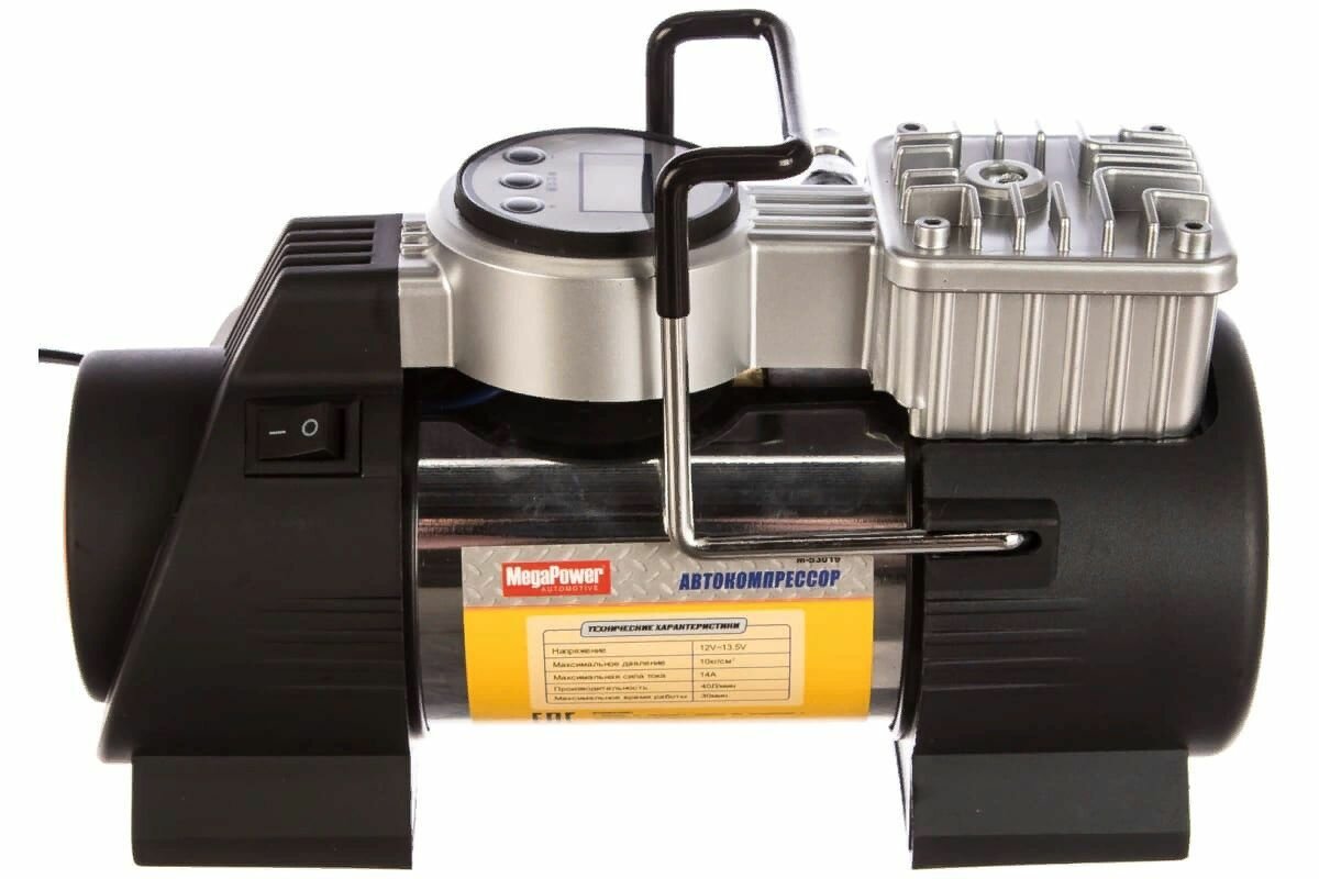 Поршневой компрессор 150PSI 40л/мин,14A 12V с цифровым манометром MEGAPOWER M-53019