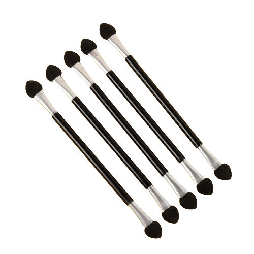 Набор аппликаторов для теней, 5 шт, 11,5 см, двусторонние, цвет чёрный/серебристый