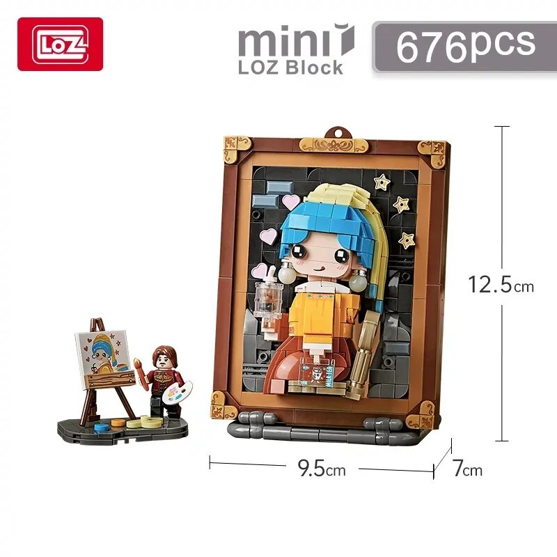 LOZ Мини картина "Девушка с жемчужной сережкой", 676 деталей, коричневый
