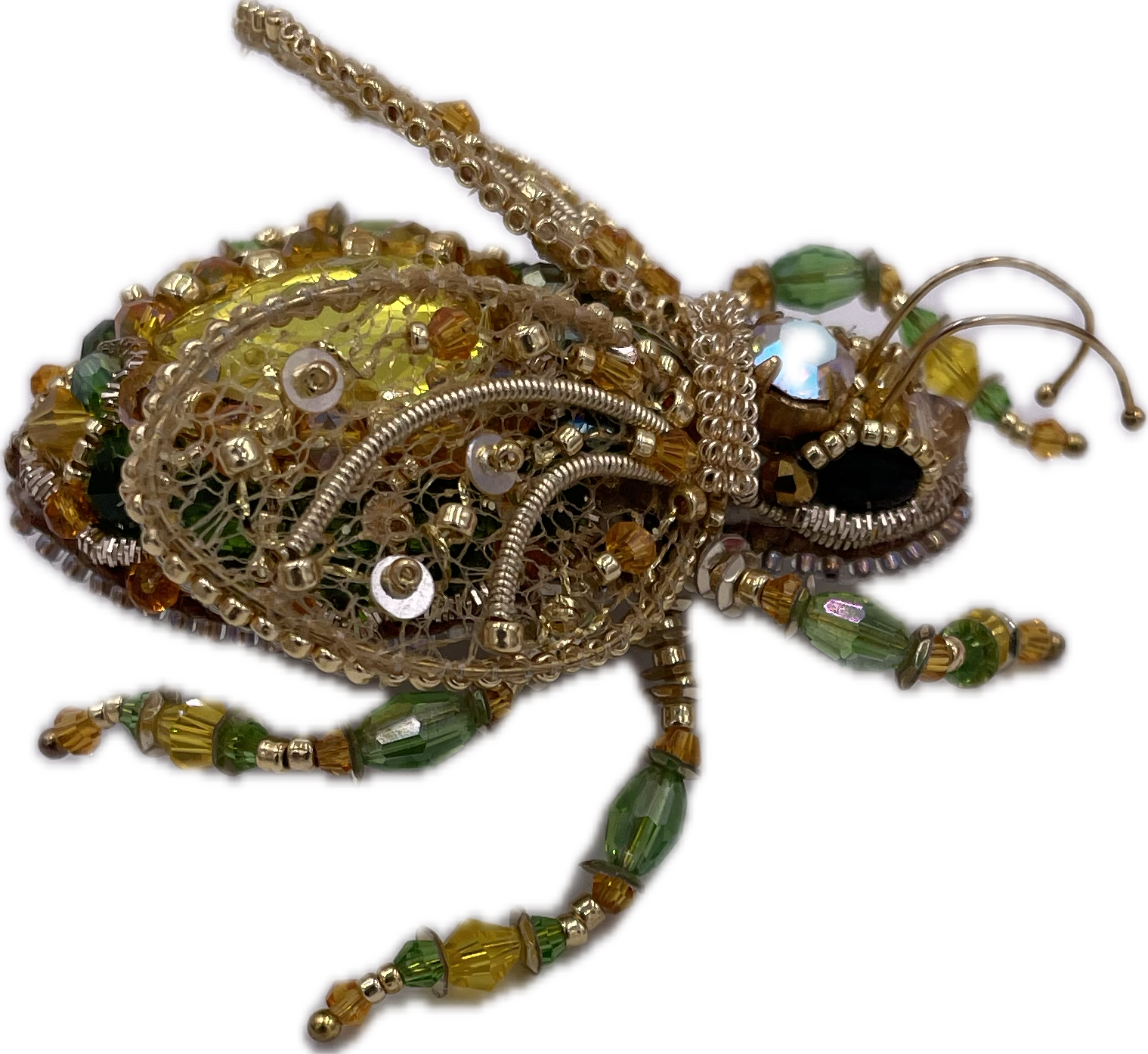 Брошь, бисер, Swarovski Zirconia