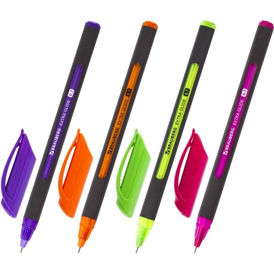 Ручка шариковая Brauberg масляная "Extra Glide Soft Color", синяя, узел 0,7 мм, линия письма 0,35 мм, 142928