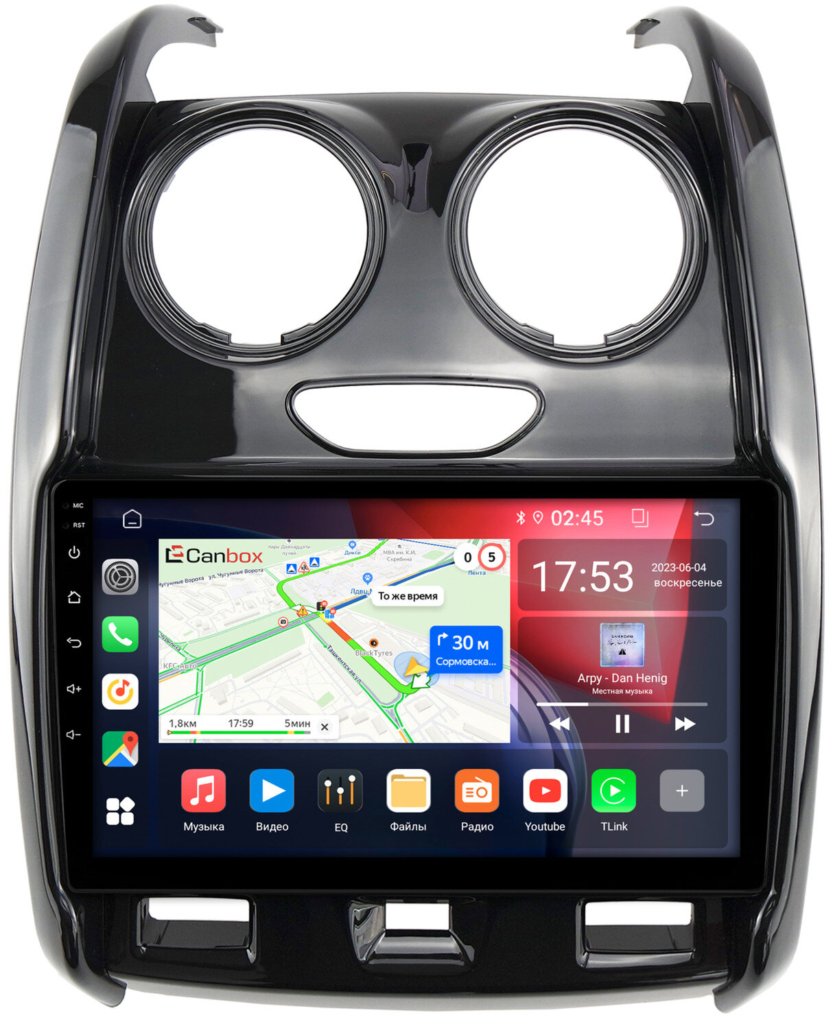 Штатная магнитола Canbox RS9-RE046N для Renault Duster 2015-2021 (глянцевая) 1.5/32 Android 10 (IPS, DSP, CarPlay)