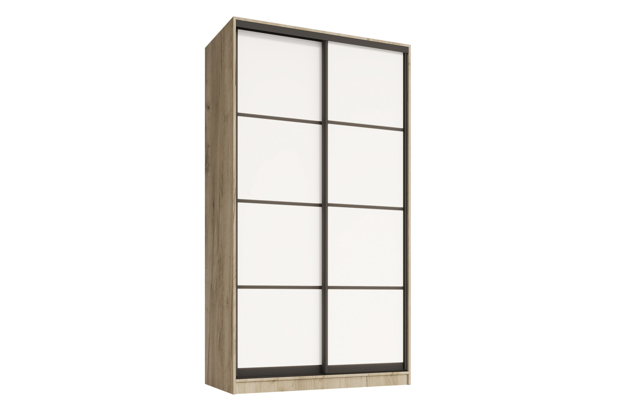 Шкаф купе, для одежды Айсберг 2, МФ-Купе, 100х60х240, платяной, цвет дуб крафт серый и белый, профиль коньяк