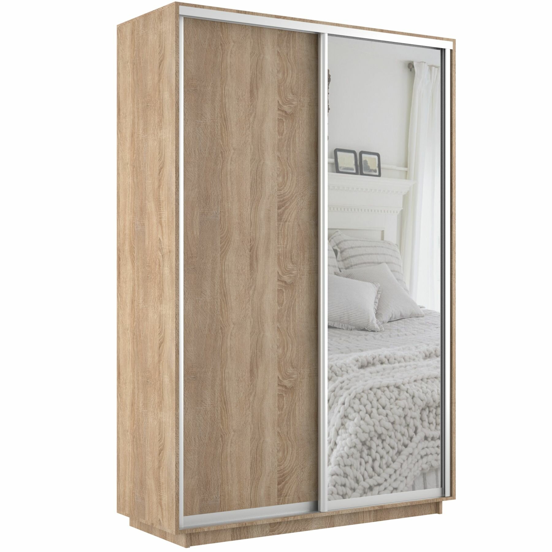 Шкаф-купе Экспресс 1,2 ДСП/зеркало Сонома глубина 45 см