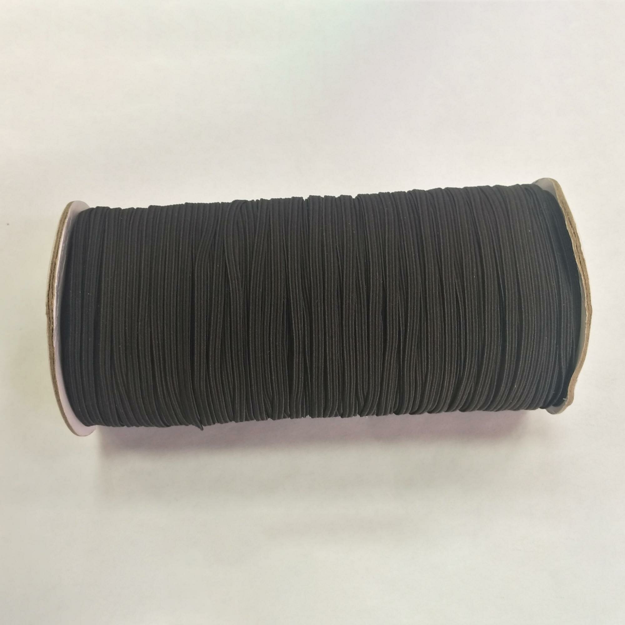 Резинка бельевая, 3.5-4х0.8мм, плоская, черная, около 170 метров, катушка, 1 шт.