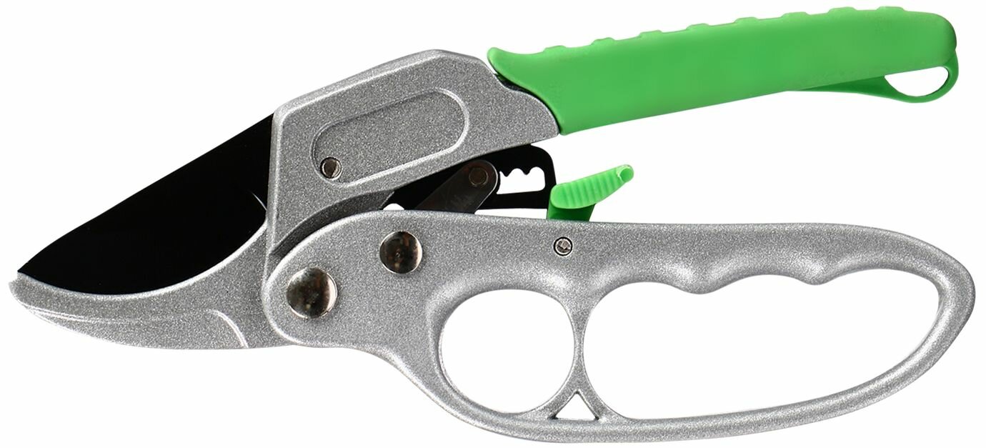 Секатор контактный с храповым механизмом для обрезки веток деревьев и кустов, режущий садовый инструмент с пластиковыми ручками, 18 см