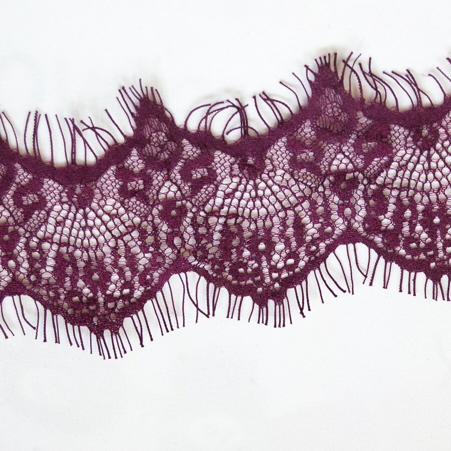 Изысканное шантильи: Кружево реснички , 65 мм, 9м(3шт*3м), цвет бордовый