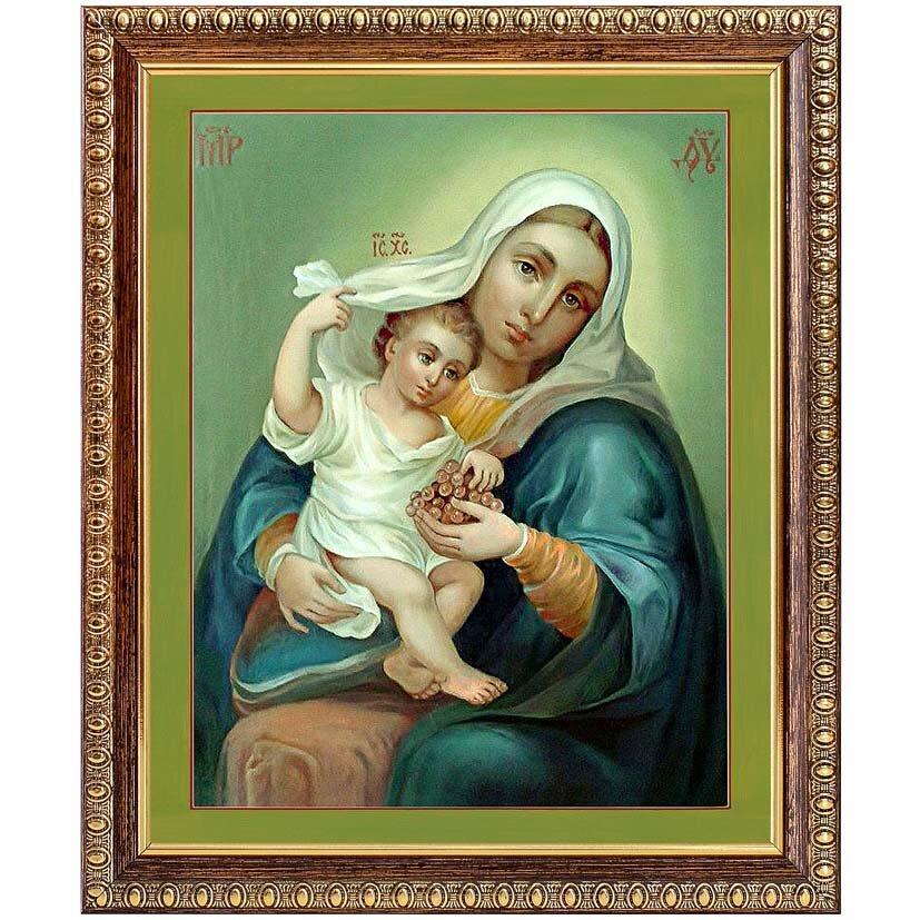 Икона Божией Матери "Покрывающая" Домодедовская, в темной пластиковой рамке 17,5*20,5 см