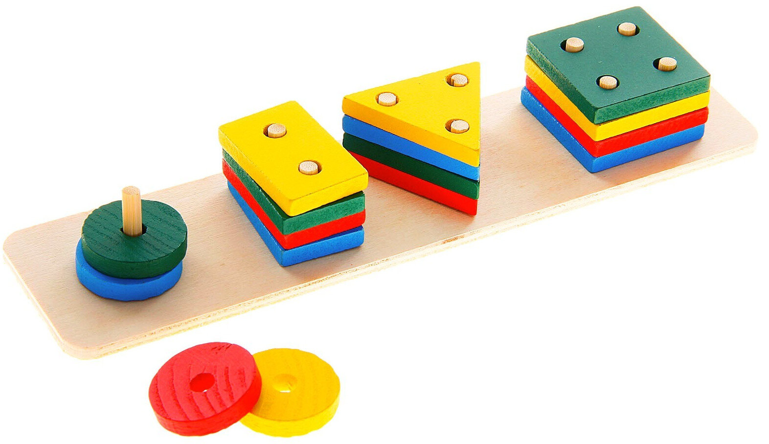 Развивающая деревянная пирамидка с заданиями, логическая игра-сортер для малышей, учим формы, фигуры и цвета, развиваем мелкую моторику, 16 деталей