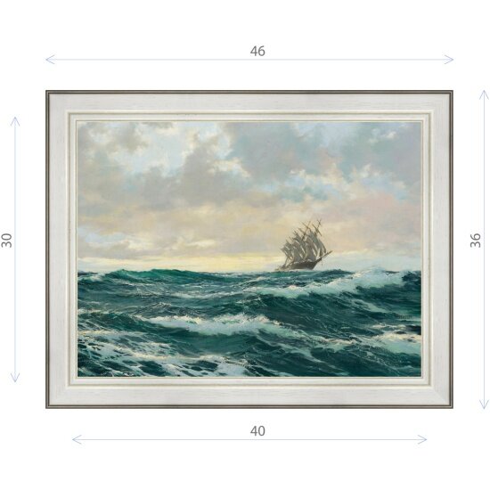 Картина Декор Депо Монтегю Доусона Преодолевая волны Матовая бумага в раме без стекла 36х46 см, DDK53053E20W40H30P24