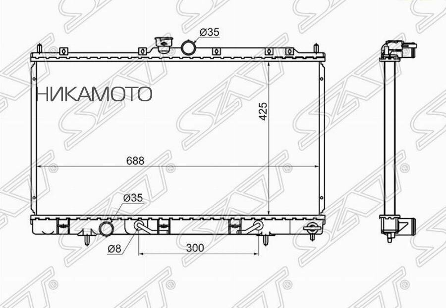 SAT MC00088 Радиатор MITSUBISHI OUTLANDER/AIRTREK 4G63T/4G93/4G94 01-06