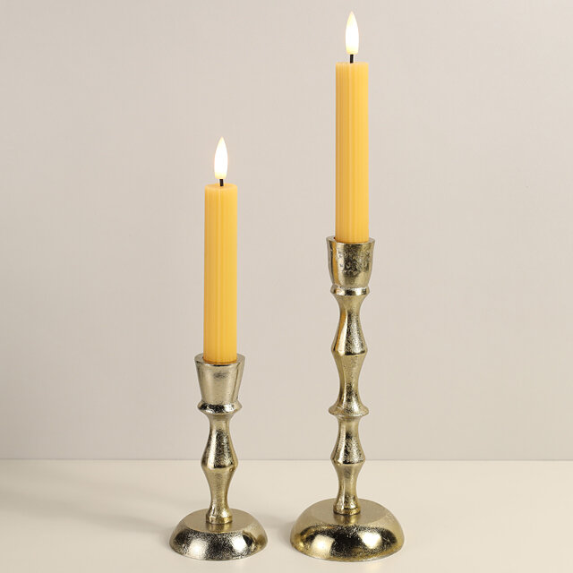 Столовая светодиодная свеча с имитацией пламени Грацио 15 см 2 шт желтая, на батарейках, таймер, Peha, MB-41315