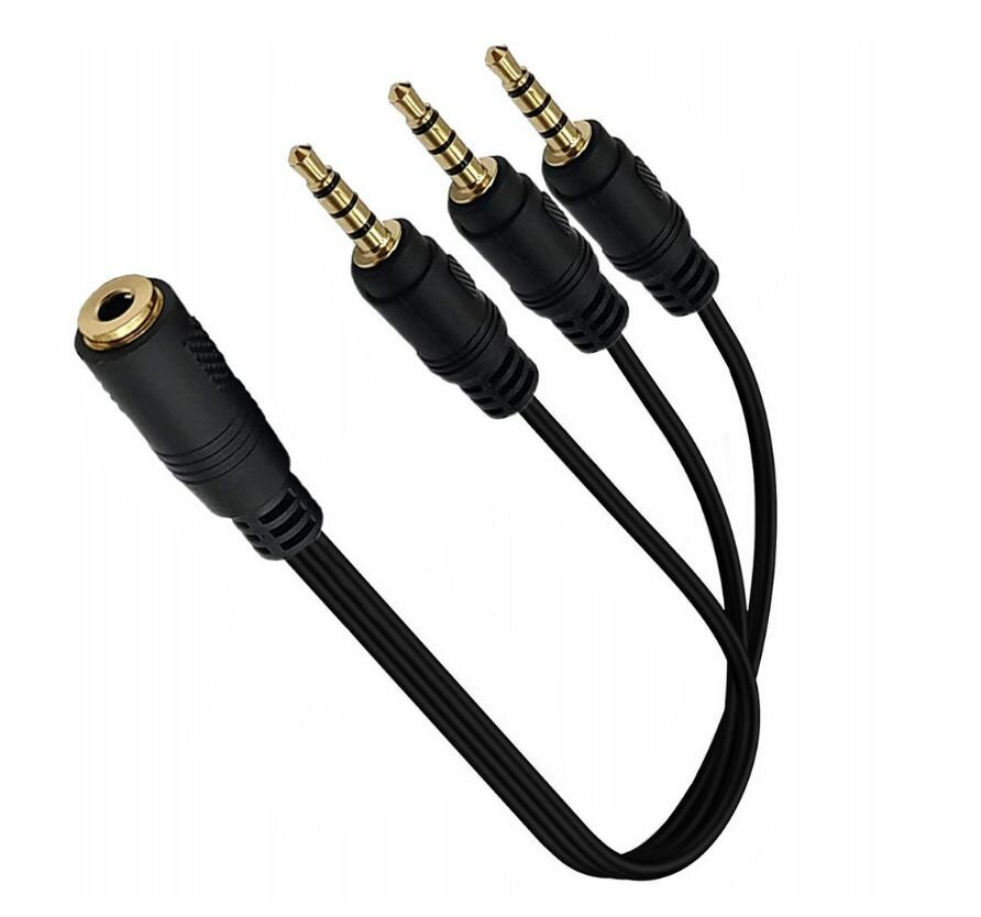 Разветвитель 4-pin jack 3.5 гнездо на 3 штекера jack 3.5 30sm
