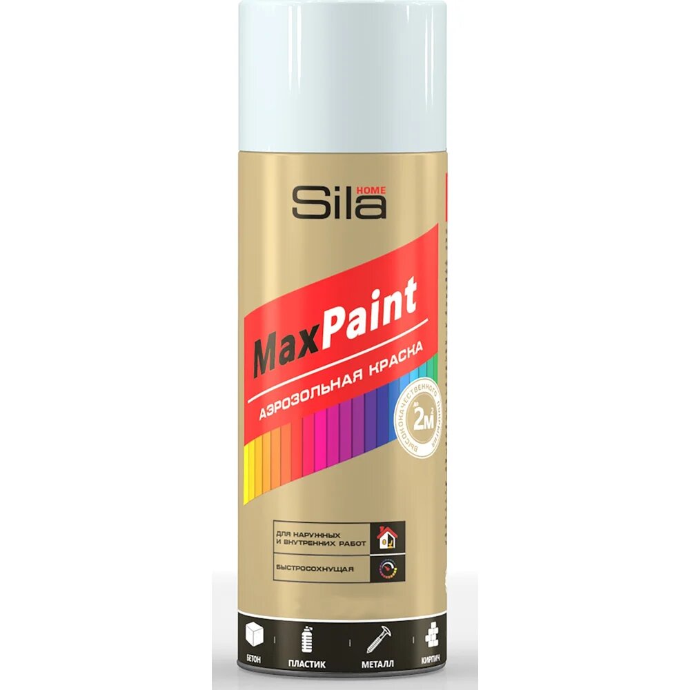 Универсальная аэрозольная эмаль Sila home max paint белый глянцевый ral 9003, 520 мл 00-00004726 SILP9003