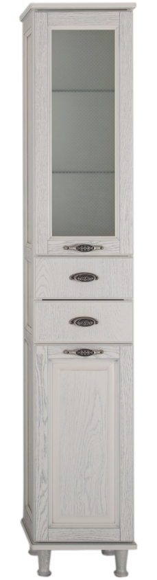 Шкаф-пенал Aquanet Тесса декапе 35 жасмин/серебро (фасад стекло)