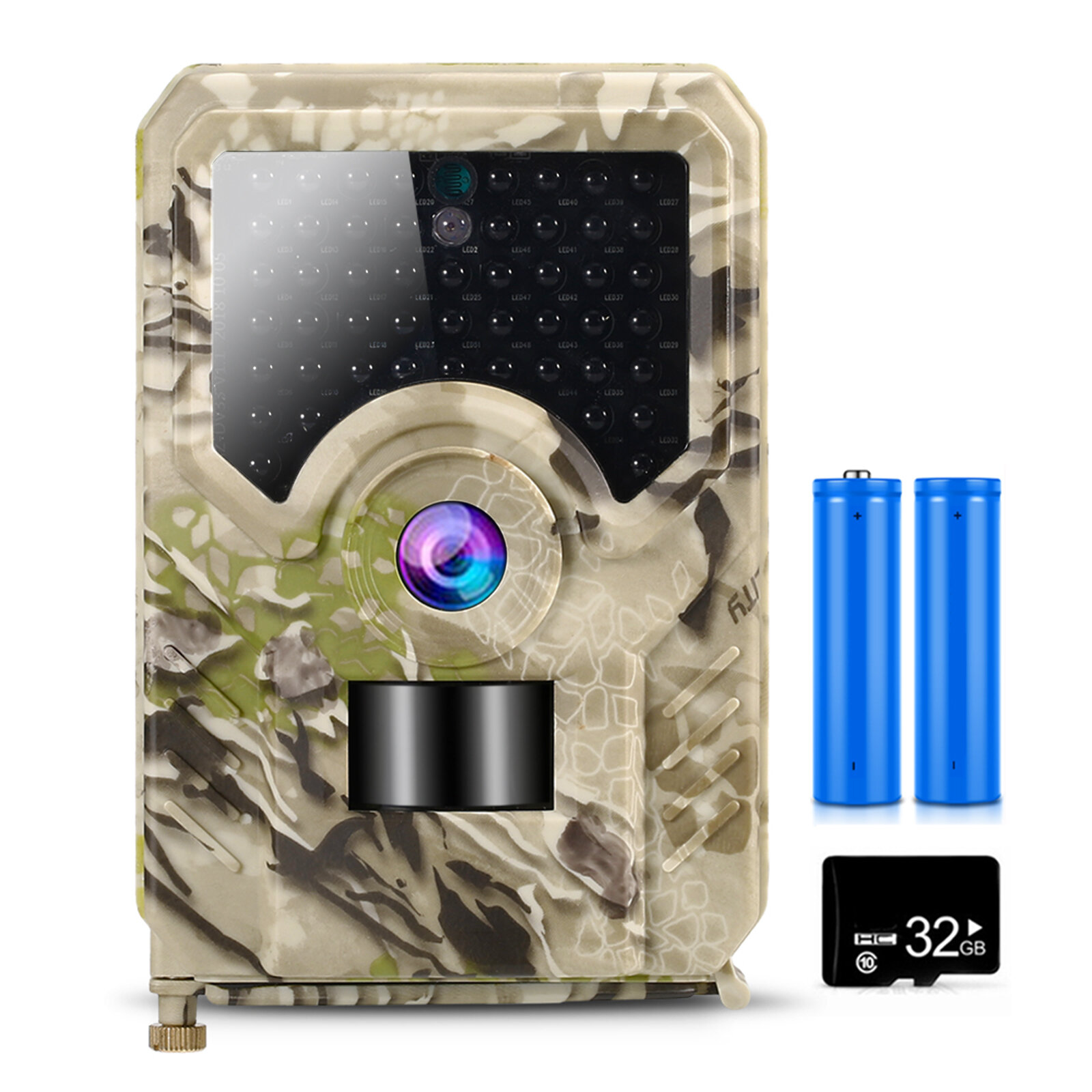 12MP 1080P Trail Camera Охотничья игровая камера с картой памяти 32 ГБ и 2 батареями
