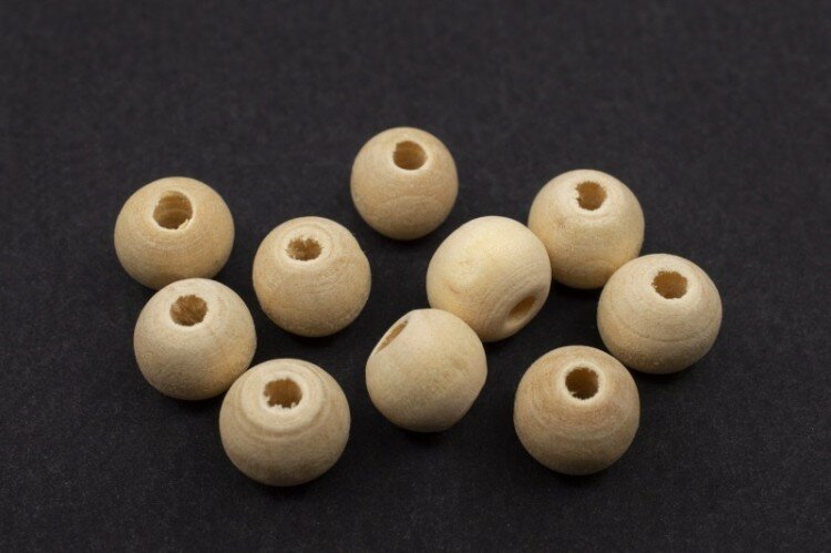 Бусины деревянные круглые 8 х8мм, отверстие 1,5-2мм, 539-020, 10 шт