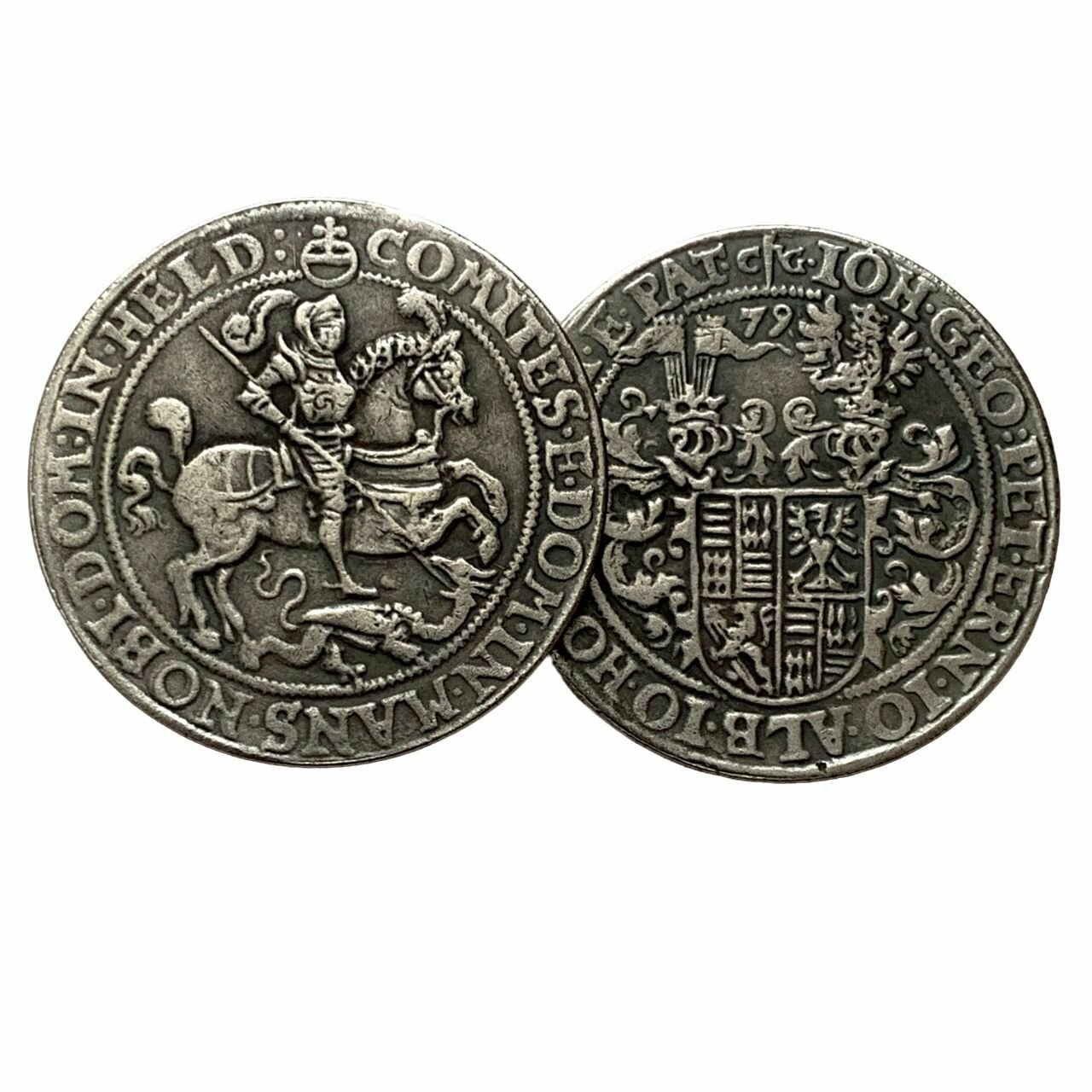 Монета 1 четверть талера 1579 года. Австрия. Средневековая Европа. Коллекционная монета.