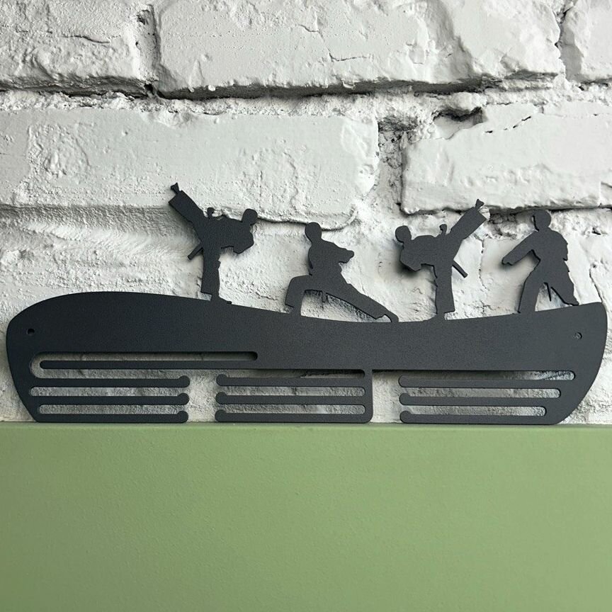 Медальница металлическая для каратистов, вешалка для медалей, держатель на стену, размер 34*14