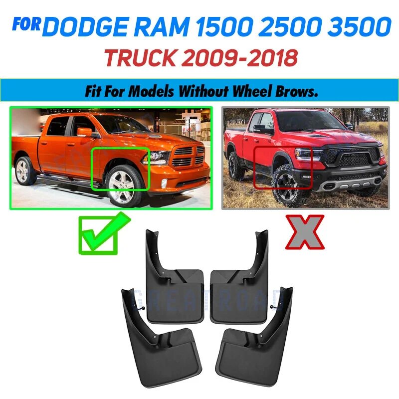 Для Dodge Ram 1500 2500 3500 2009-2018 4 шт. Совершенно новый брызговик, брызговики, брызговики, крыло, Стайлинг автомобиля, автоаксессуары