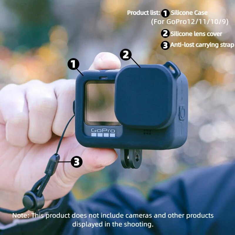 Мягкий силиконовый чехол для GoPro Hero 12/11/10/9 Coogens Black Kit