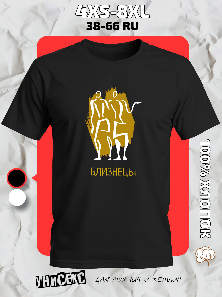 Футболка с принтом близнецы знак зодиака