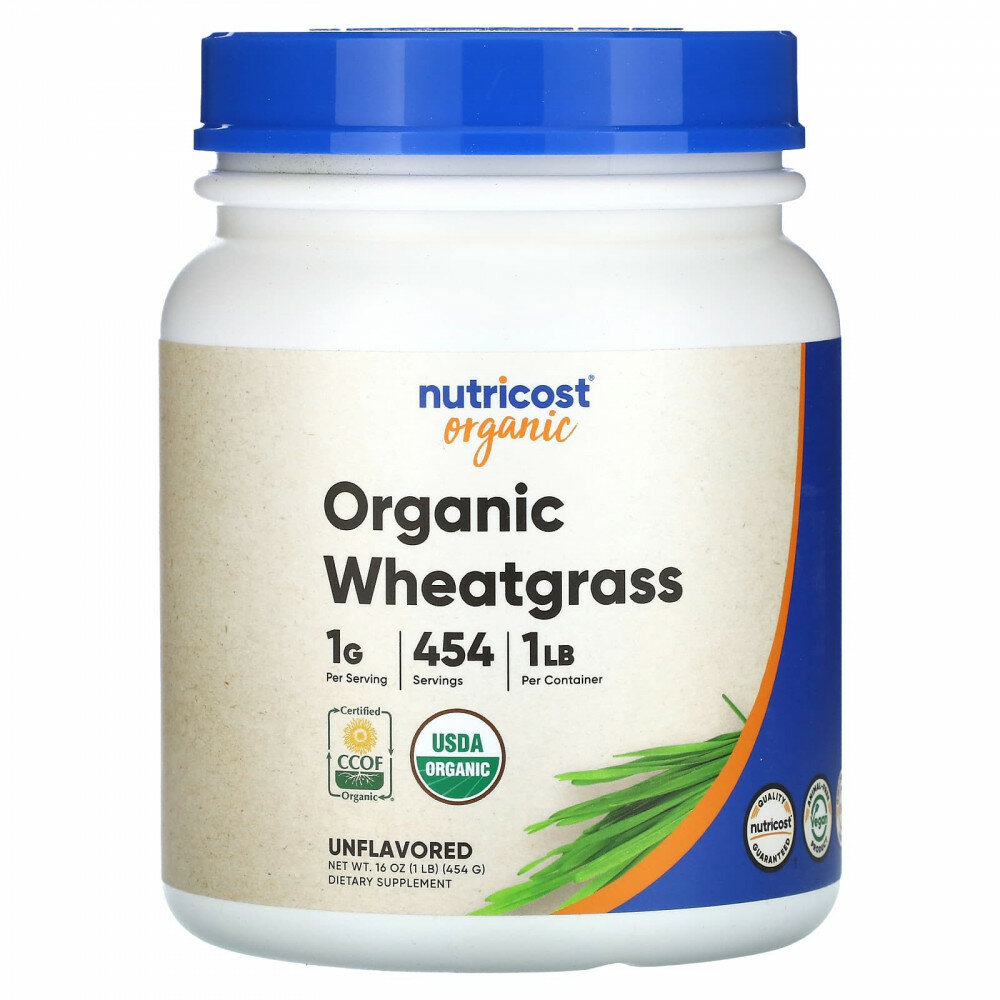 Nutricost, органические ростки пшеницы, без добавок, 454 г (16,2 унции)
