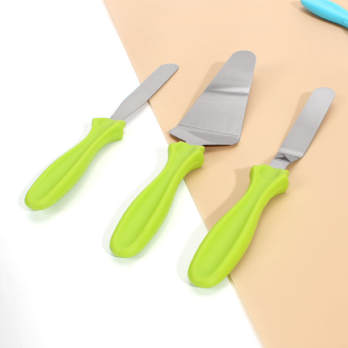 Нож для торта разных размеров из нержавеющей стали 3в1. Набор лопаток для торта. Кондитерские приборы аксессуары шпатель для украшения.