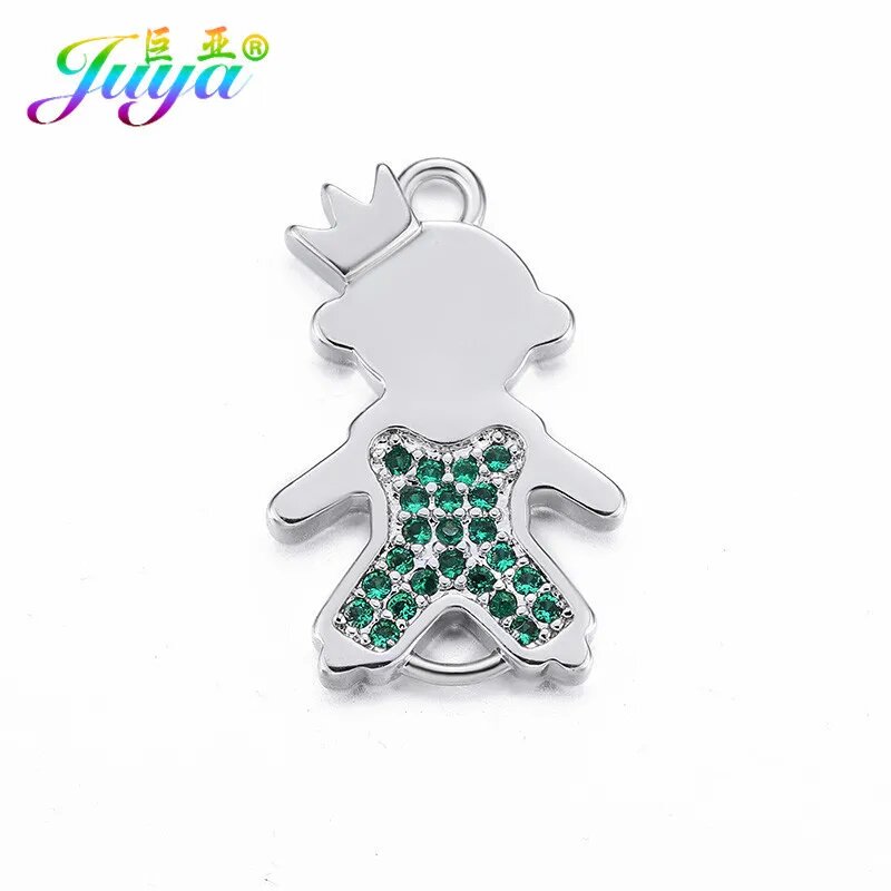 Juya шарм мальчик в платье, изумрудный, белое золото, 2шт