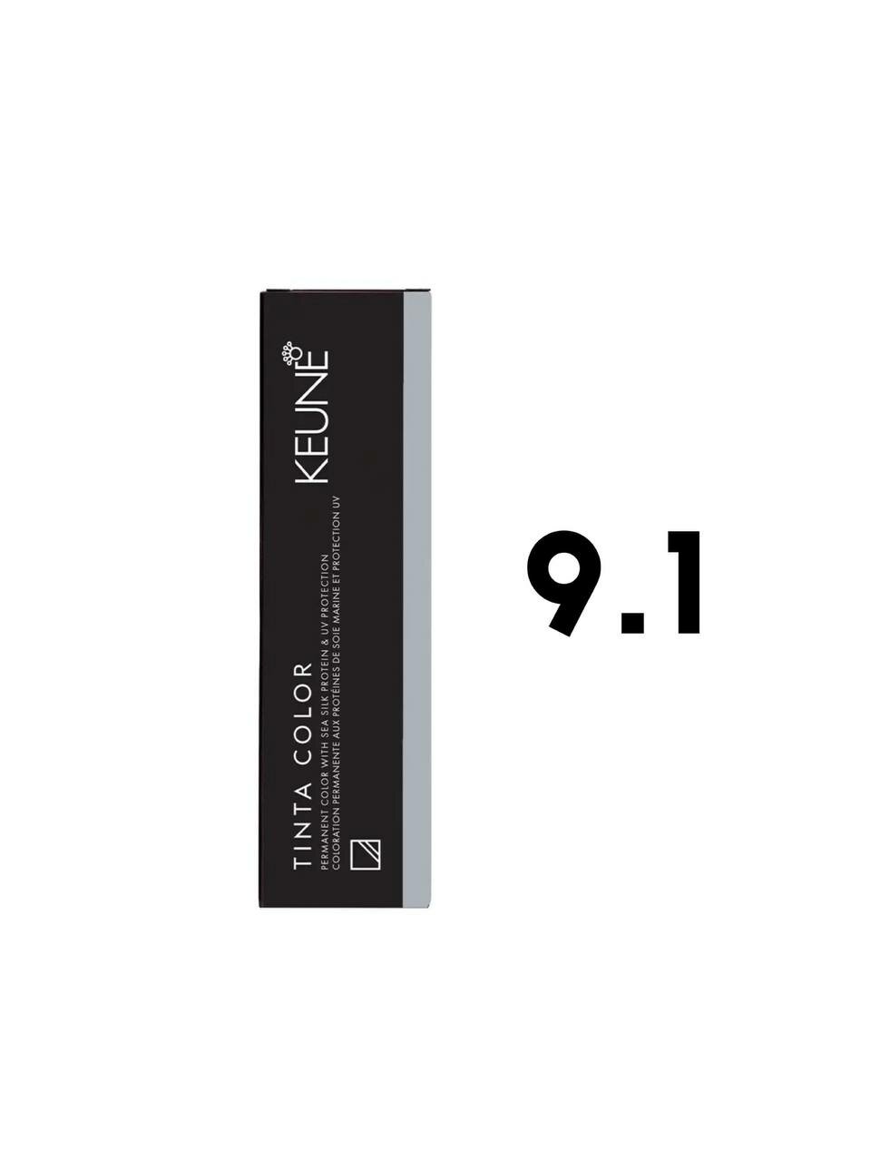 Keune Tinta Color 9.1 - Стойкая краска для волос очень светлый пепельный блондин 60 мл