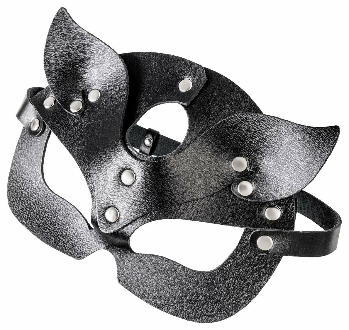 Черная кожаная рельефная маска кошки Pecado