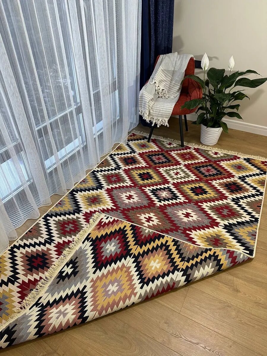 Двусторонний хлопковый ковер 200х300 см Green Carpet, турецкий килим