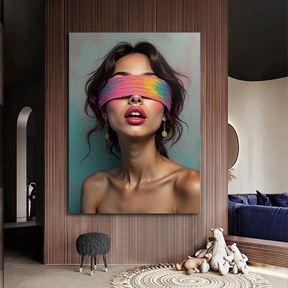 Картина на стену / Девушка загадка, эро повязка на лице, постер в интерьер / поп арт, 30х40 см.