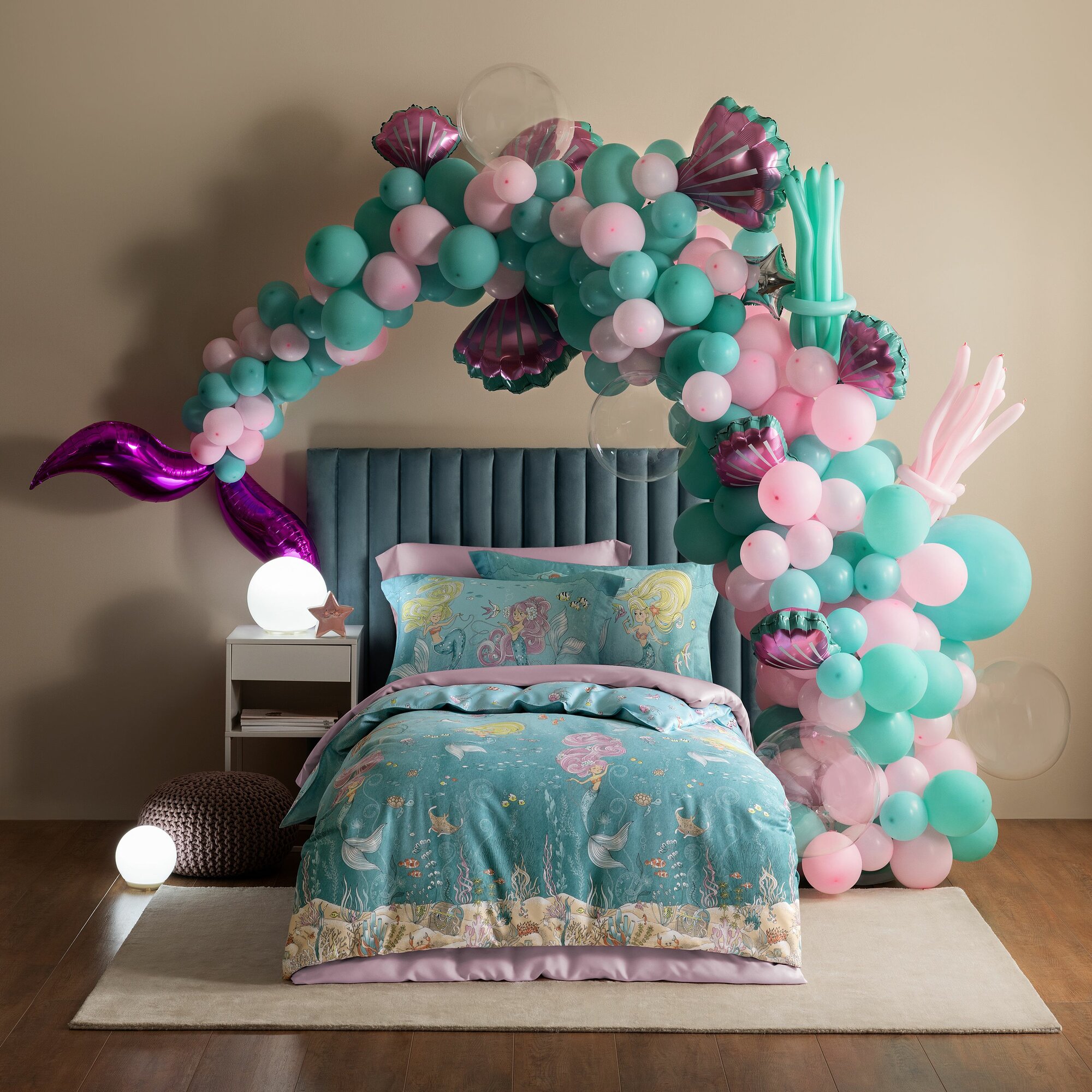 Togas Детское постельное белье полуторное "Мермани" 145x200/180х220/50х70-2 сатин, хлопок