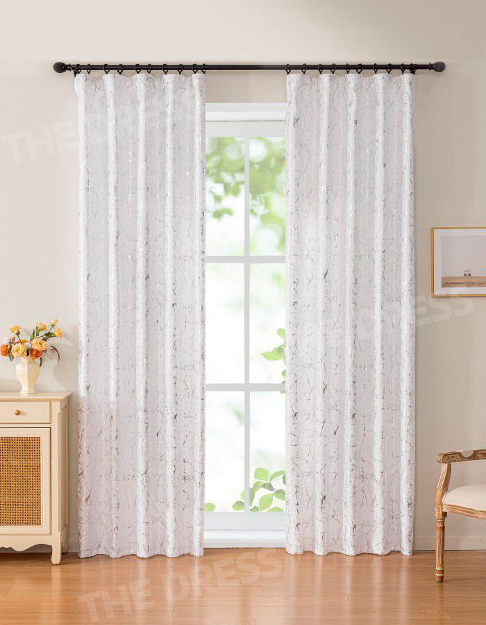 Шторы мрамор канвас для гостинной, детской, спальни 400х240 от бренда "The Dress" Белые