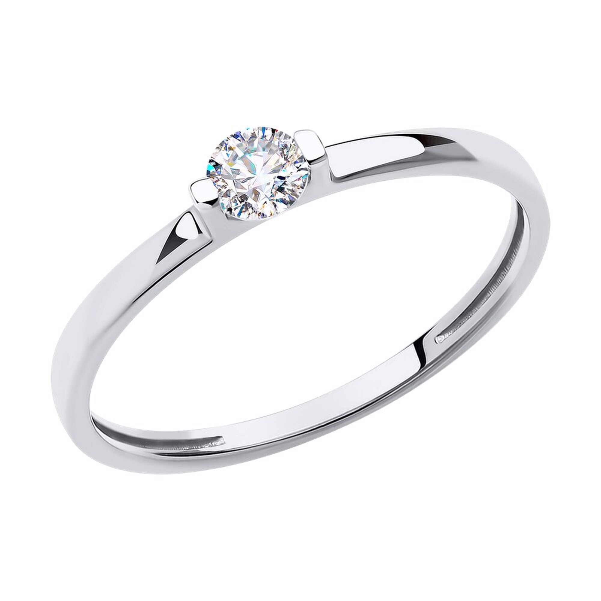 Кольцо Diamant online, белое золото, 585 проба, фианит