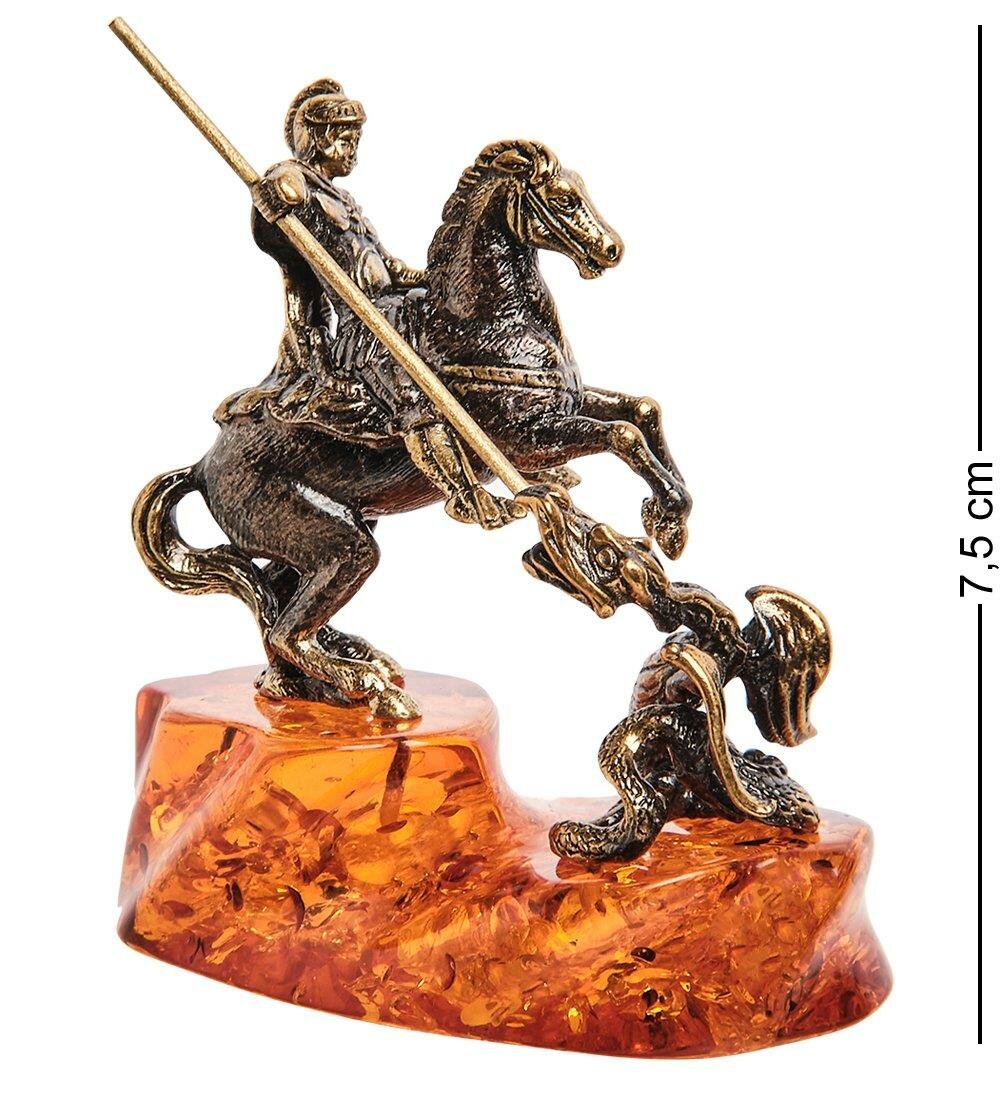 Фигурка "Георгий Победоносец" мал. (латунь, янтарь) A2163300 Народные промыслы, Латунь, янтарь