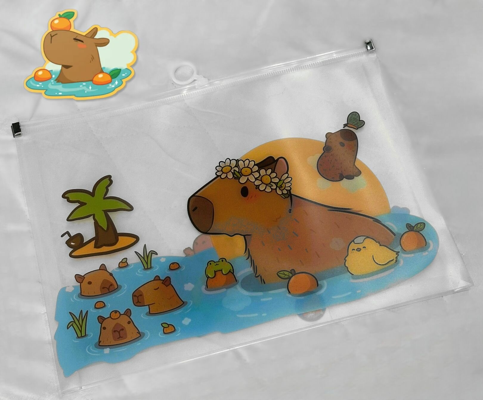 Папка-конверт " Капибара "на ZIP-молнии с металлическими уголками А4