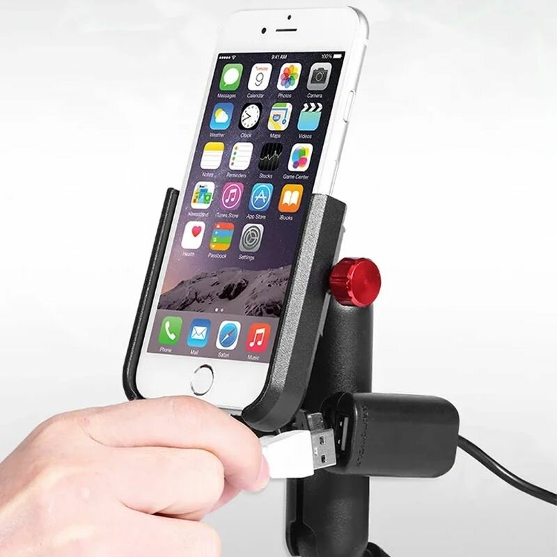 Универсальный мобильный держатель мотоциклетного велосипеда USB зарядным устройством Moto заднее зеркальное зеркальное держатель сотового телефона